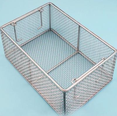 China Insert Ultrasonic Cleaning Crimped Wire Mesh Sterilization Storage Stainless Steel Aluminum Polish Smooth Medical Equipment Container Tray Transportation Basket for sale