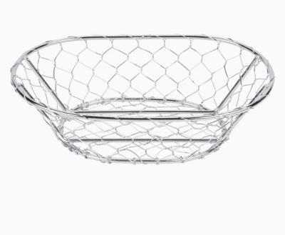 China Wholesale Food Basket Stainless Steel Metal Wire Mesh Bread Basket for sale