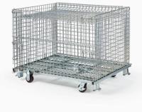 China Powder Coated Transportation Warehouse Industrial Collapsible Stacking Metal Wire Mesh Basket for sale
