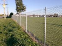 China Customized Sustainable Wholesale Powder Sprayed PVC Coated Chain Link Fence Cyclone Wire Mesh Fence for Baseball Fields for sale