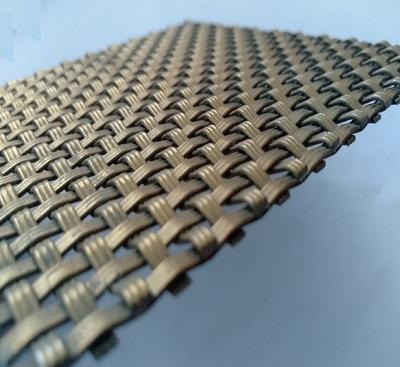 China Antique Brass Crimped Woven Metal Mesh with Uniform Mesh , Stainless Steel Architectural Decorative Mesh for Cabinets for sale