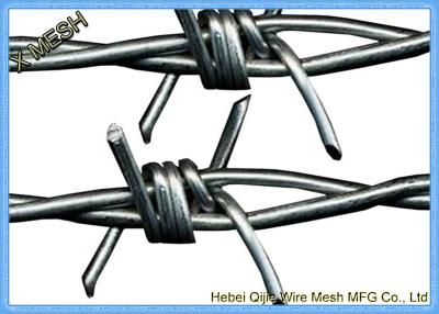 China 12 x 14 gauge 15kg/roll HDG Double Strand Galvanized Barbed Wire for sale