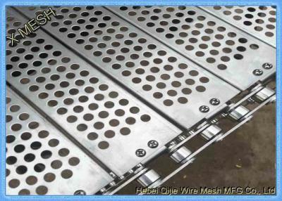China Stainless Steel Perforated Plate Conveyor Belt 25.4-125mm Pitch with 5-20mm Cross Rods for Heat Treatment Applications for sale