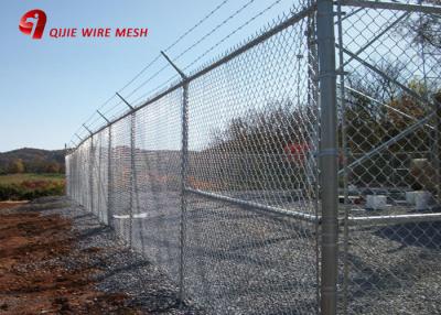 China 9 Gauge Zinc / Aluminum / Polymer Coated Chain Link Tennis Court Fence for sale