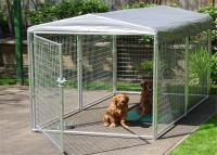 China Large 6x10x5 Folding Metal Dog Cage with Gate - Galvanized Outdoor Pet Crate Kennel for sale
