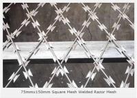 China Silver Galvanized Welded 3.2mm Razor Wire Mesh 75x150mm Opening for sale