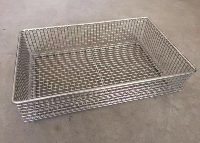 China SUS304 Stainless Steel Wire Storage Basket 40x26x24 cm 950g for Bathroom Kitchen Organization for sale