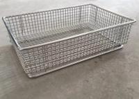 China SUS304 Stainless Steel Wire Storage Basket 40x26x24 cm 950g for Bathroom Kitchen Organization for sale