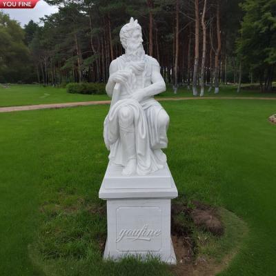 China Famous Outdoor Decor Life Size Hand Carved Marble Moses Statue for sale