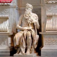 China Famous Outdoor Decor Life Size Hand Carved Marble Moses Statue for sale