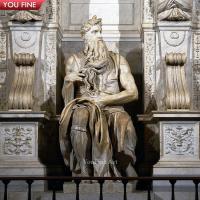 China Famous Outdoor Decor Life Size Hand Carved Marble Moses Statue for sale