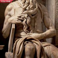 China Famous Outdoor Decor Life Size Hand Carved Marble Moses Statue for sale
