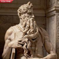 China Famous Outdoor Decor Life Size Hand Carved Marble Moses Statue for sale