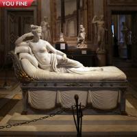 China Outdoor Hand Carved Natural Stone Sleeping Marble Women Garden Statue for sale