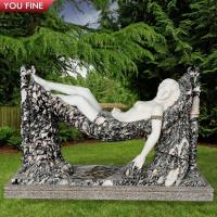 China Outdoor Hand Carved Natural Stone Sleeping Marble Women Garden Statue for sale