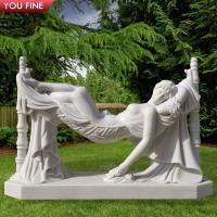 China Outdoor Hand Carved Natural Stone Sleeping Marble Women Garden Statue for sale