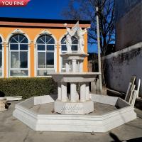 China Outdoor Hand Carved White Marble Angel Statue Water Fountain for sale