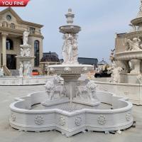 China Outdoor Hand Carved White Marble Angel Statue Water Fountain for sale