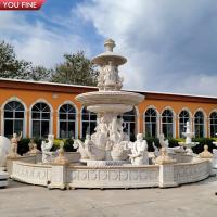 China Outdoor Hand Carved White Marble Angel Statue Water Fountain for sale
