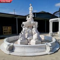 China Outdoor Hand Carved White Marble Angel Statue Water Fountain for sale