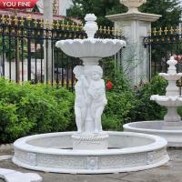 China Outdoor Hand Carved White Marble Angel Statue Water Fountain for sale