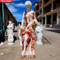 China Life Size Color Figure Statue for Outdoor Garden Marble Lady Sculpture Stone for sale