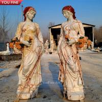China Life Size Color Figure Statue for Outdoor Garden Marble Lady Sculpture Stone for sale