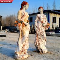 China Life Size Color Figure Statue for Outdoor Garden Marble Lady Sculpture Stone for sale