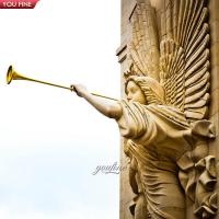 China Outdoor Garden Life Size Hand Carved Marble Stone Angel Horn Statue Sculpture for sale