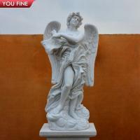China Villa Corntyard Luxury Decor Hand Carved Big Wings Marble Angel Statue for sale