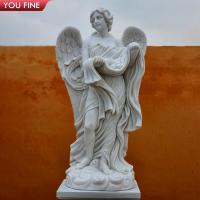 China Villa Corntyard Luxury Decor Hand Carved Big Wings Marble Angel Statue for sale
