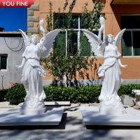 China Villa Corntyard Luxury Decor Hand Carved Big Wings Marble Angel Statue for sale