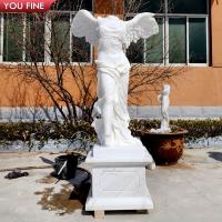 China Villa Corntyard Luxury Decor Hand Carved Big Wings Marble Angel Statue for sale