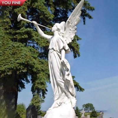 China Outdoor Garden Lifesize Marble White Angel Statue for sale