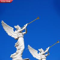 China Outdoor Garden Lifesize Marble White Angel Statue for sale