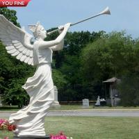 China Outdoor Garden Lifesize Marble White Angel Statue for sale
