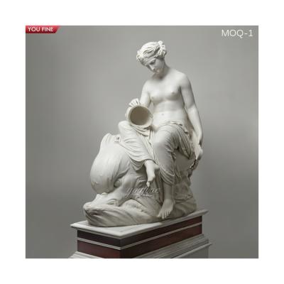 China Custom Life Size Marble Thetis on a Dolphin Statue for sale