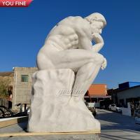 China Custom Outdoor Lawn Marble Sitting Man Statue for sale
