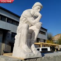 China Custom Outdoor Lawn Marble Sitting Man Statue for sale