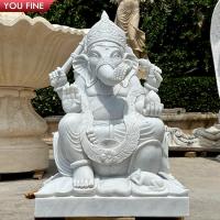 China Classic Natural Stone Hand Carved White Marble Ganesha Statue for sale