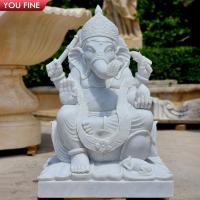 China Classic Natural Stone Hand Carved White Marble Ganesha Statue for sale