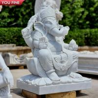 China Classic Natural Stone Hand Carved White Marble Ganesha Statue for sale