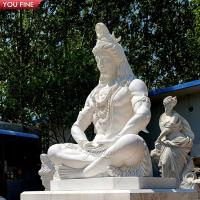 China Hand Carved Classic White Marble Life Size Lord Shiva Statue for sale