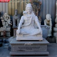 China Hand Carved Classic White Marble Life Size Lord Shiva Statue for sale