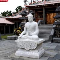 China Outdoor Natural Stone White Life Size Buddha Marble Statue for Sale for sale