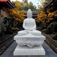 China Outdoor Natural Stone White Life Size Buddha Marble Statue for Sale for sale