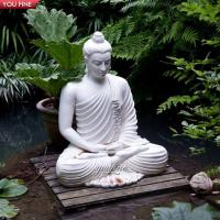 China Outdoor Natural Stone White Life Size Buddha Marble Statue for Sale for sale