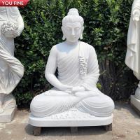 China Outdoor Natural Stone White Life Size Buddha Marble Statue for Sale for sale