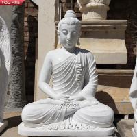 China Outdoor Natural Stone White Life Size Buddha Marble Statue for Sale for sale