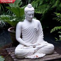 China Outdoor Natural Stone White Life Size Buddha Marble Statue for Sale for sale
